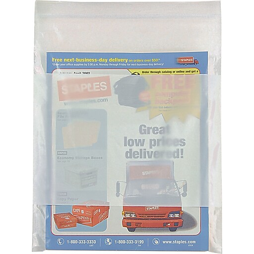 9" x 12" Reclosable Poly Bags, 2 Mil, Clear, 1000/Pack (3975A) | Staples