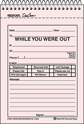 Rediform Desk Saver™ "While You Were Out" Message Booklet | Staples®