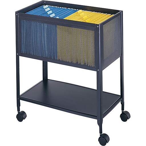 Safco 2-Shelf Mesh Mobile File Cart with Lockable Wheels, Black (5350BL ...