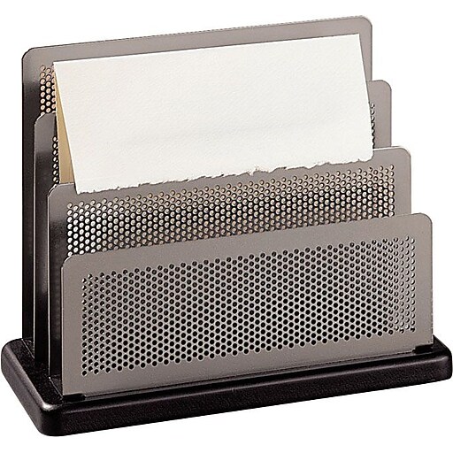 Distinctions™ Punched Gunmetal and Black Wood Three-Compartment Sorter ...