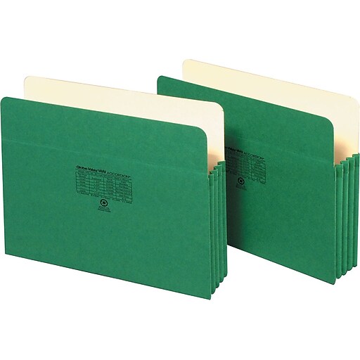 Pendaflex® Colored File Pockets, 3.5", Letter, Green (1524EGRE) | Staples