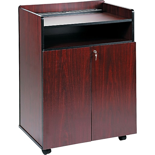 Safco Executive Mobile 2-Shelf Wood Presentation Cart with Lockable ...