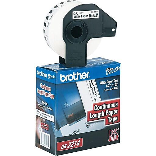Brother Narrow Width Continuous Paper Labels, 1/2" x 100', Black on ...