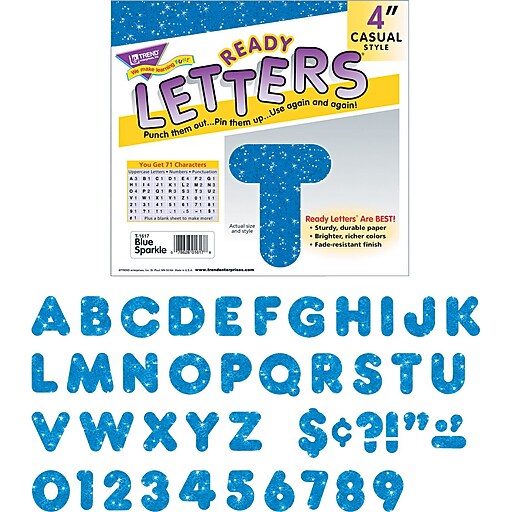 Trend Sparkle Uppercase Ready Letters®, 4", Blue, 1/Set (T1617) | Staples