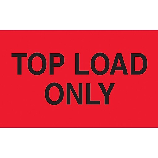 "Top Load Only" Labels, Red/Black, 5" x 3", 500/Rl | Staples
