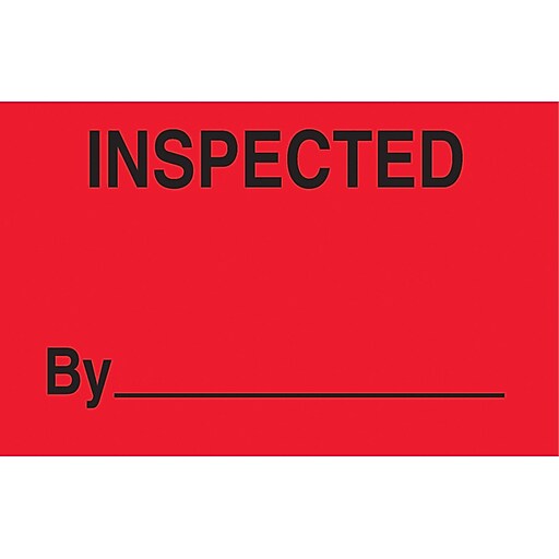 "Inspected By ________" Labels, Red/Black, 5" x 3", 500/Roll | Staples