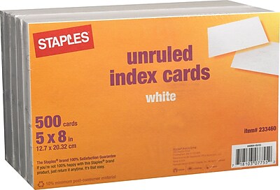 Staples® 5" x 8" Unruled White Index Cards, 500/Pack | Staples®