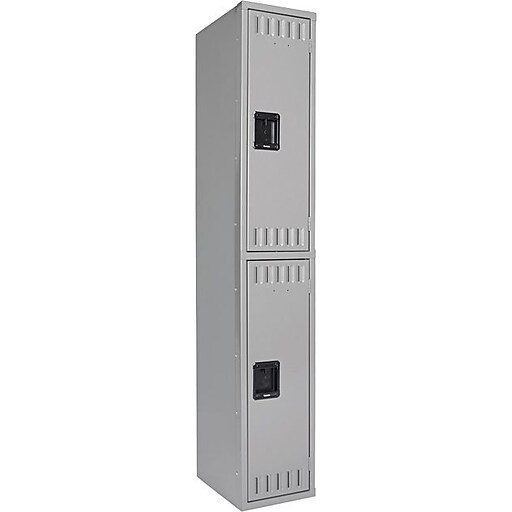 Tennsco Double-Tier Lockers, Single Unit, Medium Gray, 72"H x 12"W x 18 ...