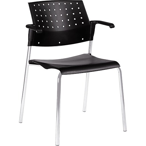 Global Sonic Plastic All-Purpose Stackable Guest Chairs with Arms ...