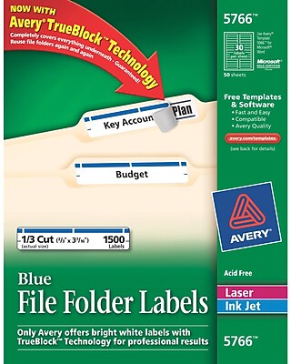 Avery® Blue Permanent File Folder Labels with TrueBlock, 1,500/Pack ...