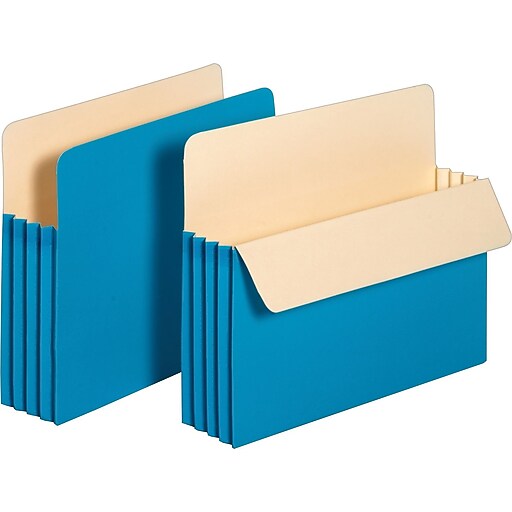 Pendaflex Reinforced File Pocket, 3 1/2" Expansion, Letter Size, Blue ...