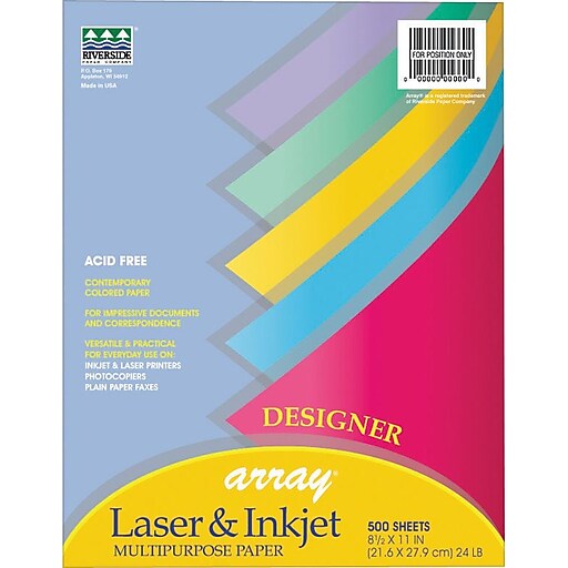 Array Recycled Designer Colored Paper, 24 lbs., 8.5" x 11", Assorted ...