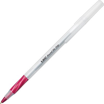 BIC® Round Stic® Grip Ballpoint Pens, Fine Point, Red, Dozen (14272/GSFG11RD) | Staples®