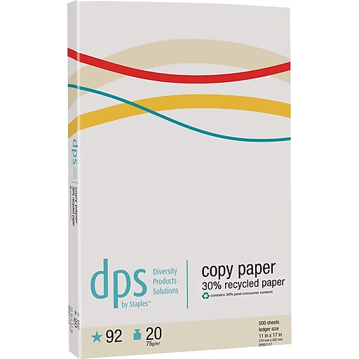 DPS by Staples Recycled 11" x 17" Copy Paper, 20 lbs., 92 Brightness ...