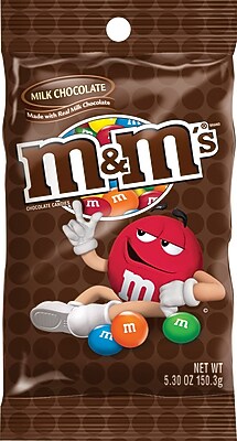 M&M's® Milk Chocolate Candies Peg Bag, 5.3 oz. Bags, 12 Bags/Box | Staples