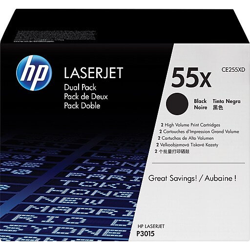 HP 55X Black High Yield Toner Cartridge, 2/Pack (CE255XD) | Staples