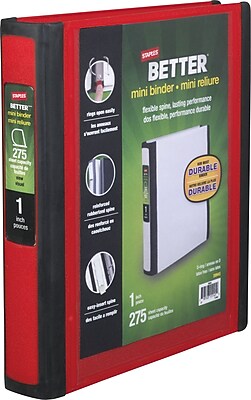 Staples Better Mini 1-Inch D 3-Ring View Binder, Red (20947) | Staples®