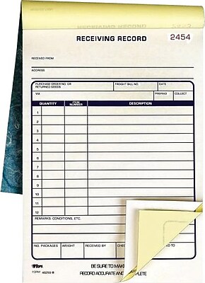 Tops® Receiving Record Book, 5-1/2" x 7-7/8", 2 Part | Staples®
