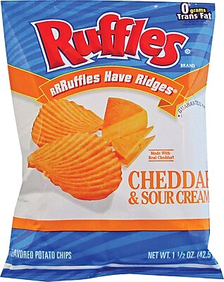 Ruffles® Cheddar & Sour Cream Potato Chips, 1.5 oz. Bags, 64 Bags/Box ...