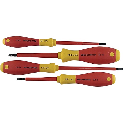 Wiha® Tools 4 Pieces Phillips Slotted Tip Insulated Combination Tool ...