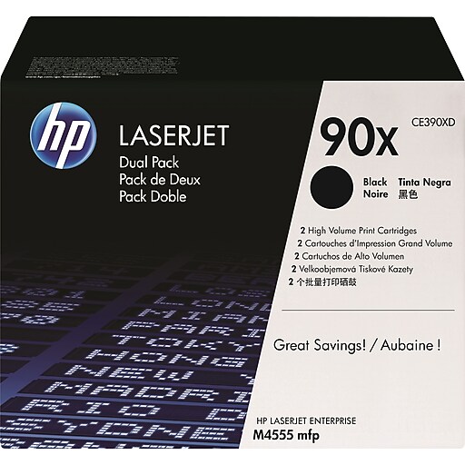 HP 90X Black High Yield Toner Cartridge, 2/Pack (CE390XD) | Staples