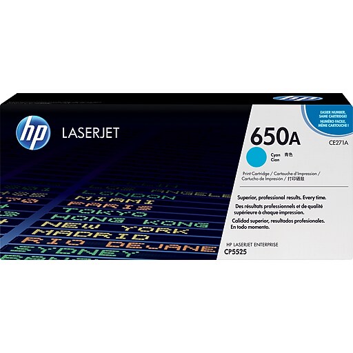 HP 650A Cyan Standard Yield Toner Cartridge, Prints Up to 15,000 Pages ...