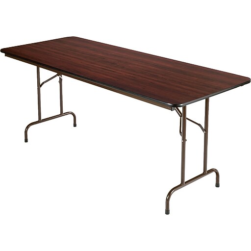 Alera® Melamine Folding Table in Walnut Woodgrain, 72Wx30"D | Staples