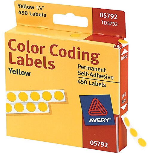 Avery® 05792 Permanent Self-Adhesive Round Color-Coding Label, Yellow ... Avery® 05792 Permanent Self-Adhesive Round Color-Coding Label, Yellow ...