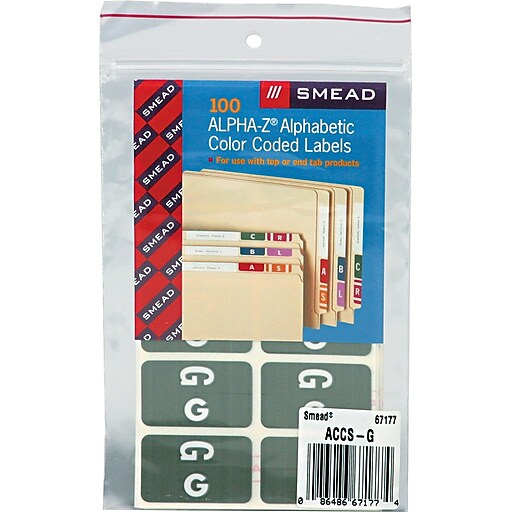 Smead® Alpha-Z Color-Coded Second Letter "G" Labels, 10 Labels Per ...