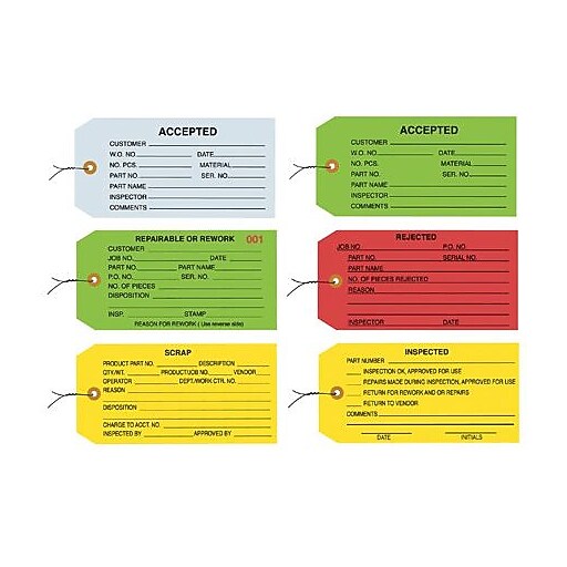4 3/4" x 2 3/8" - "Accepted (Green)" Inspection Tag - Pre-Wired, 1000 ...