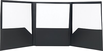 Staples® Tri-Fold Pocket Folder, Black | Staples®