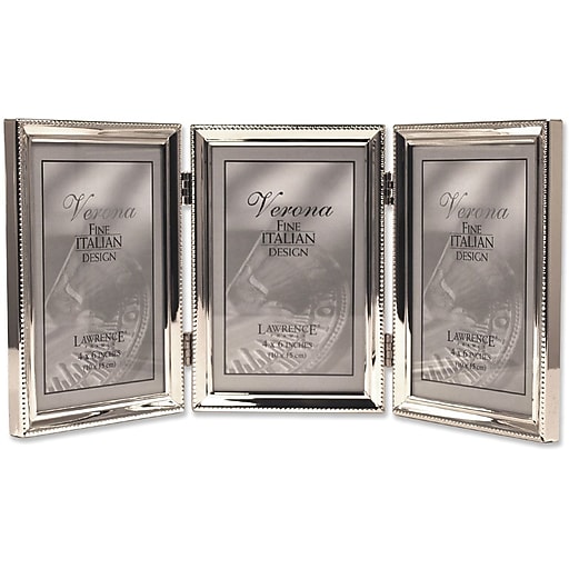 Lawrence Frames Polished Silver Plate 4"x 6" Hinged Triple Picture ...