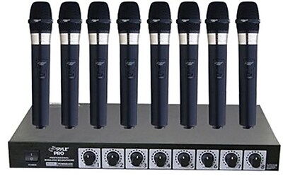 Pyle - 8 Mic Professional Handheld Wireless Microphone System