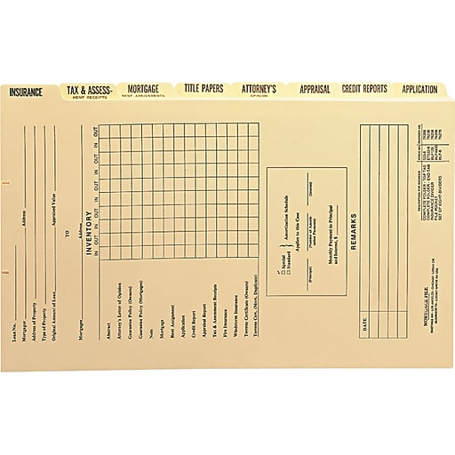 Smead Dividers for Mortgage File Folders, Manila, 8/Box (78278) at Staples