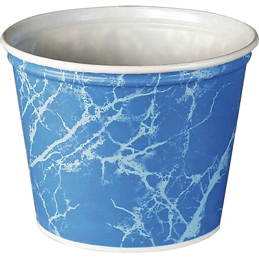 SOLO® 10T3 Waxed Double Wrapped Paper Bucket, 165 oz., Blue Marble at ...