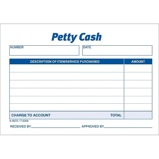 TOPS 1-Part Petty Cash, 5" x 3.5", 50 Sets/Book (3008) | Staples