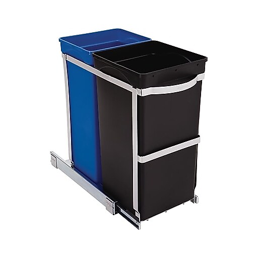 simplehuman Twin-Bucket Pull-Out Trash Can & Recycling Container, 9 ...