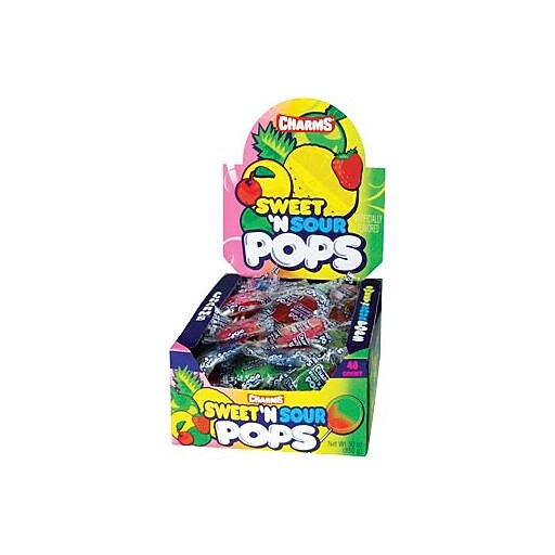 Charms Sweet & Sour Pops Lollipops, Assorted Flavors, 48 Pieces (209 ...