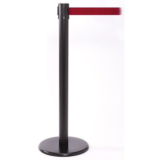 QPro 250 Black Retractable Belt Barrier with 11' Red Belt (PRO250B-RD ...