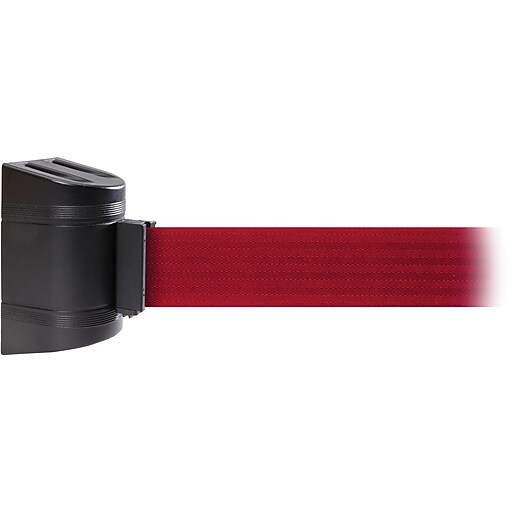WallPro 300 Black Wall Mount Belt Barrier with 7.5' Red Belt | Staples