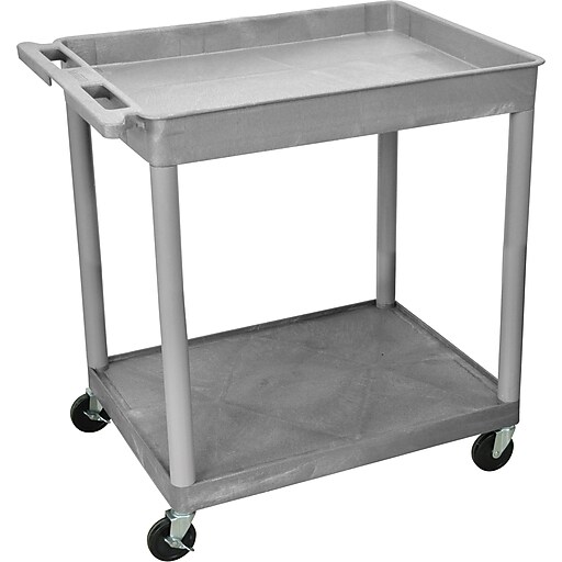 Luxor TC Series 2-Shelf Polyethylene Mobile Utility Cart with Lockable ...
