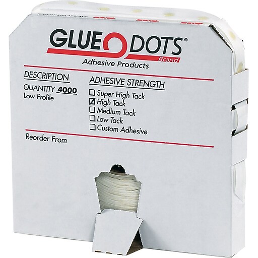 Glue Dots® Removable 1/4" High Tack Low Profile Glue Dots, 4000/roll, 1 ...
