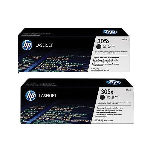 HP 305X Black High Yield Toner Cartridge, 2/Pack (CE410XD) | Staples