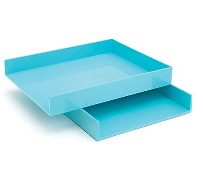 Poppin Letter Trays, Set of 2, Aqua, (100220) | Staples®