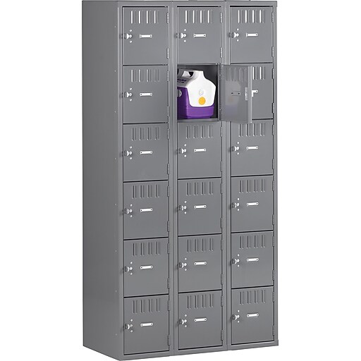 Tennsco Six Tier Box Locker without Legs, 3 Units, 18 Lockers, Medium ...