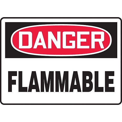 Accuform 7" x 10" Plastic Safety Sign "DANGER FLAMMABLE", Red/Black On ...