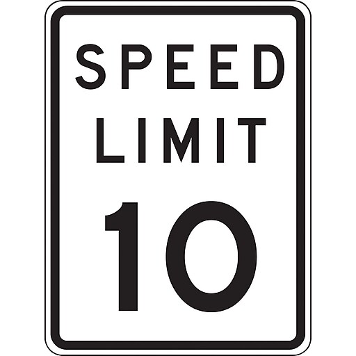 Accuform Prismatic Reflective "SPEED LIMIT 10" Speed Control Sign, 18 ...