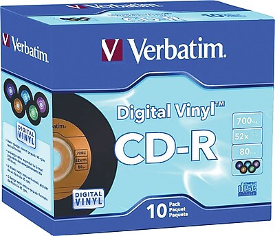 Verbatim® Digital Vinyl CD-R 700MB/80min with Cases, 10-Pack | Staples®