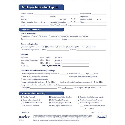 ComplyRight Employee Separation Forms (AR0373) | Staples