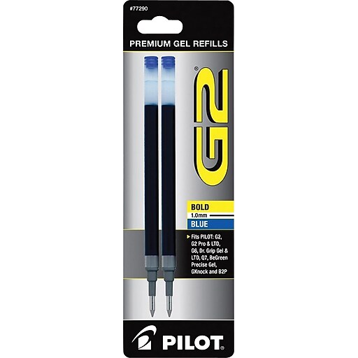 Pilot G2 Gel-Ink Pen Refill, Bold Tip, Blue Ink, 2/Pack (77290) | Staples